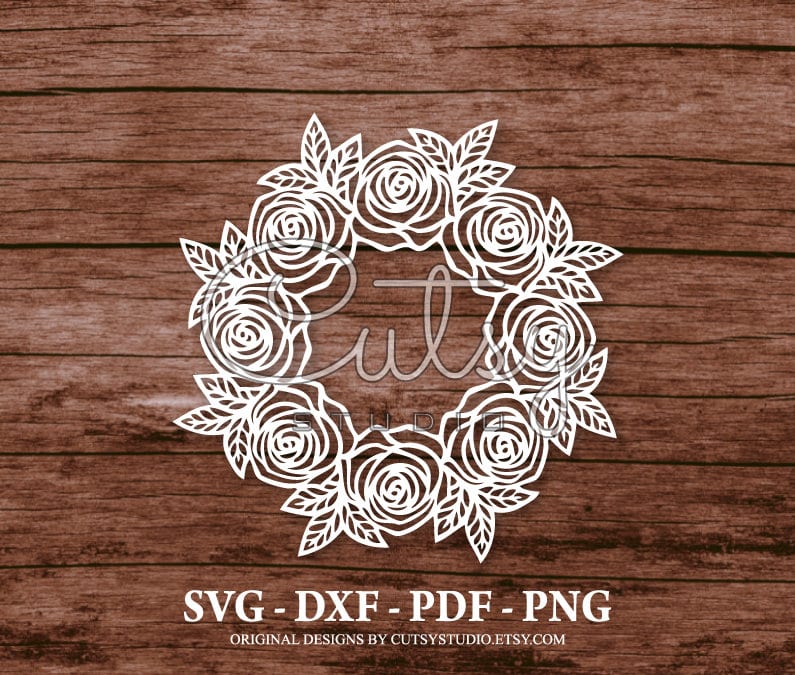 SVG Rose Circle Bouquet Silhouette Cut Files Designs Clip | Etsy