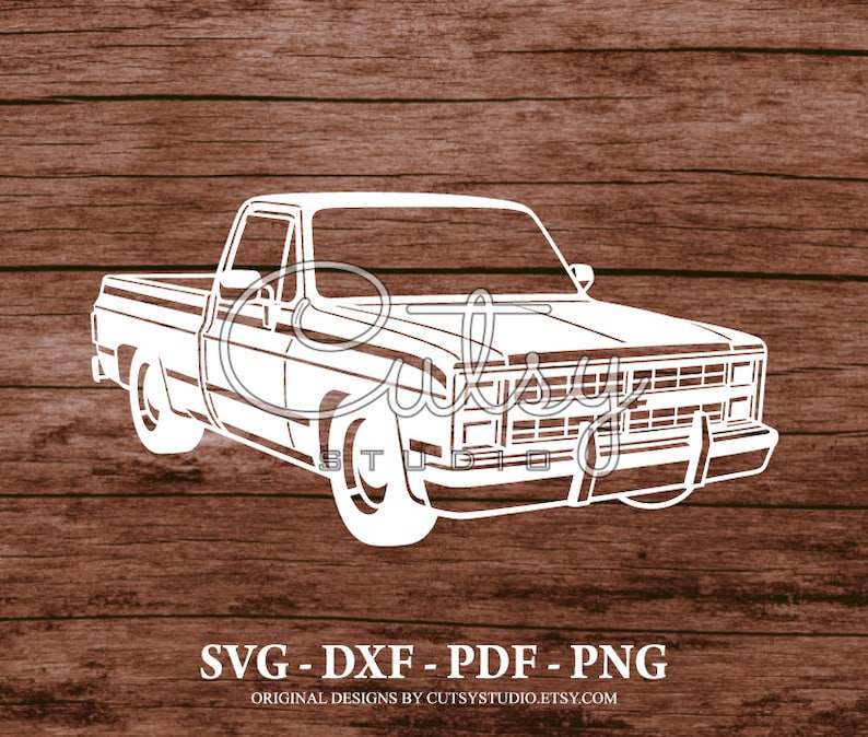 SVG Chevrolet C10 1985 Truck Silhouette Cut Files Designs, Clip Art ...