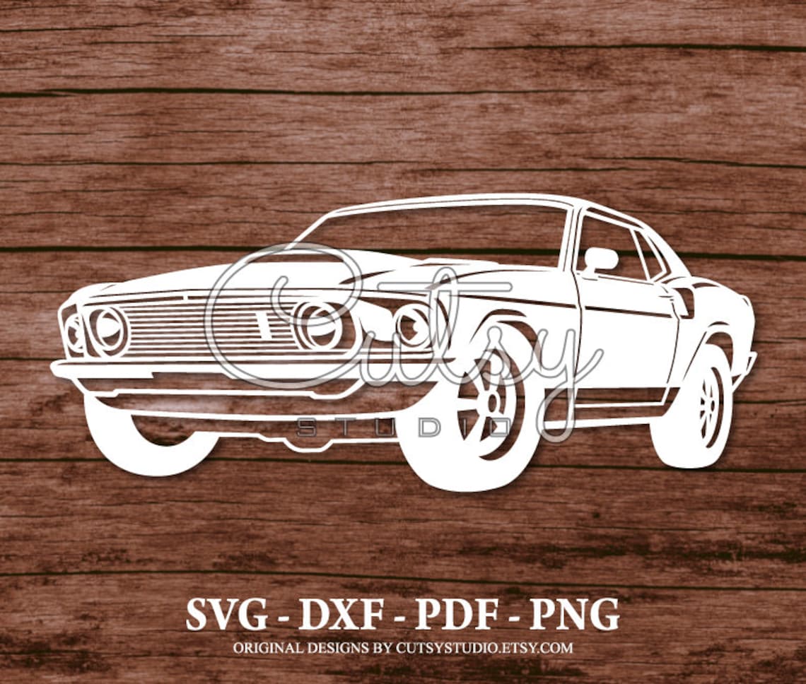 SVG FORD Mustang 1969 Fastback Silhouette Cut Files Designs, Clip Art ...