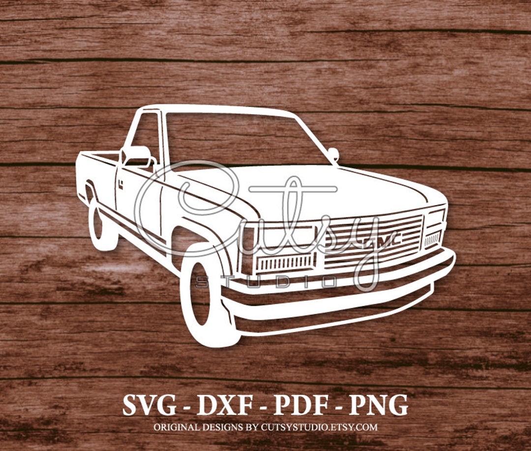 SVG Pickup Truck GMC Sierra 1990 Silhouette Cut Files Designs, Clip Art ...