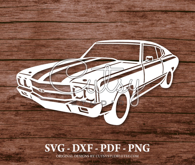 SVG Vintage Chevrolet SS Muscle Car Silhouette Cut Files Designs, Clip ...