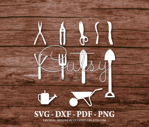 SVG Gardening Tools Set Silhouette Cut Files Designs Clip | Etsy