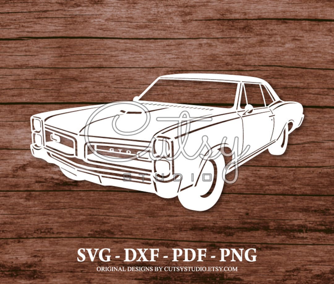 SVG Pontiac GTO 1966 Vintage Sport Car Silhouette Cut Files Designs ...
