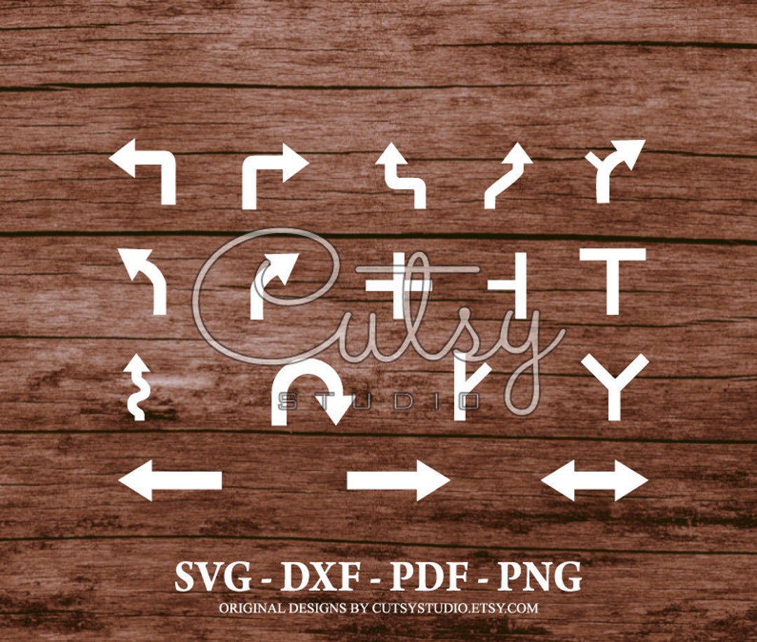 SVG Traffic Sign Arrow Silhouette Cut Files Designs, Clip Art, Paper ...