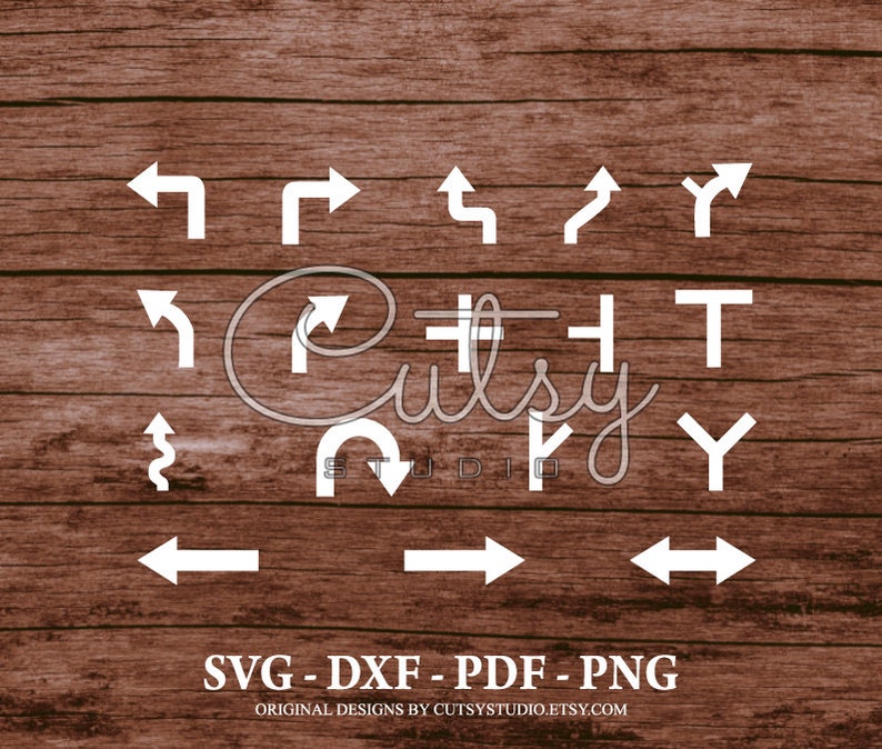 SVG Traffic Sign Arrow Silhouette Cut Files Designs Clip Art | Etsy