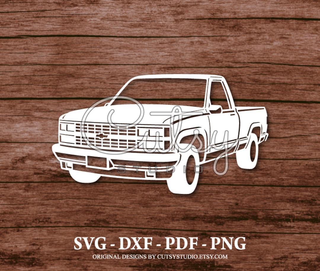 SVG Chevrolet C1500 Silverado Truck Silhouette Cut Files Designs, Clip ...