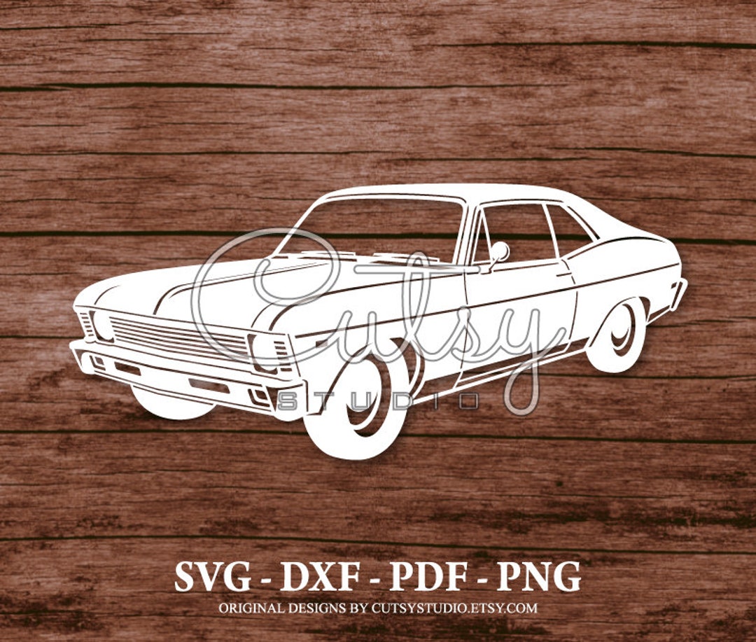 SVG Chevrolet Nova 1972 Classic Sedan Silhouette Cut Files Designs ...