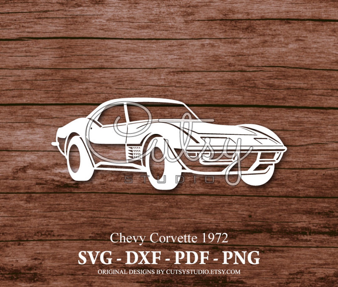 SVG Chevrolet Corvette 1972 Silhouette Cut Files Designs, Clip Art ...