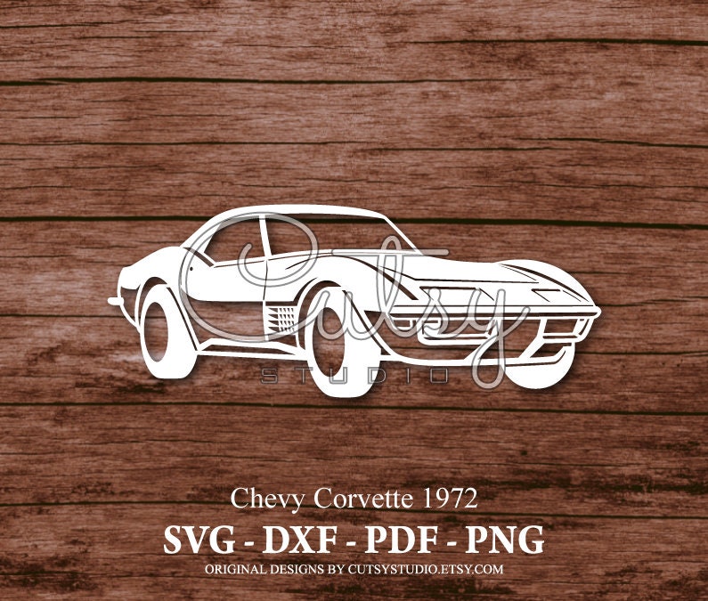 SVG Chevrolet Corvette 1972 Silhouette Cut Files Designs, Clip Art ...
