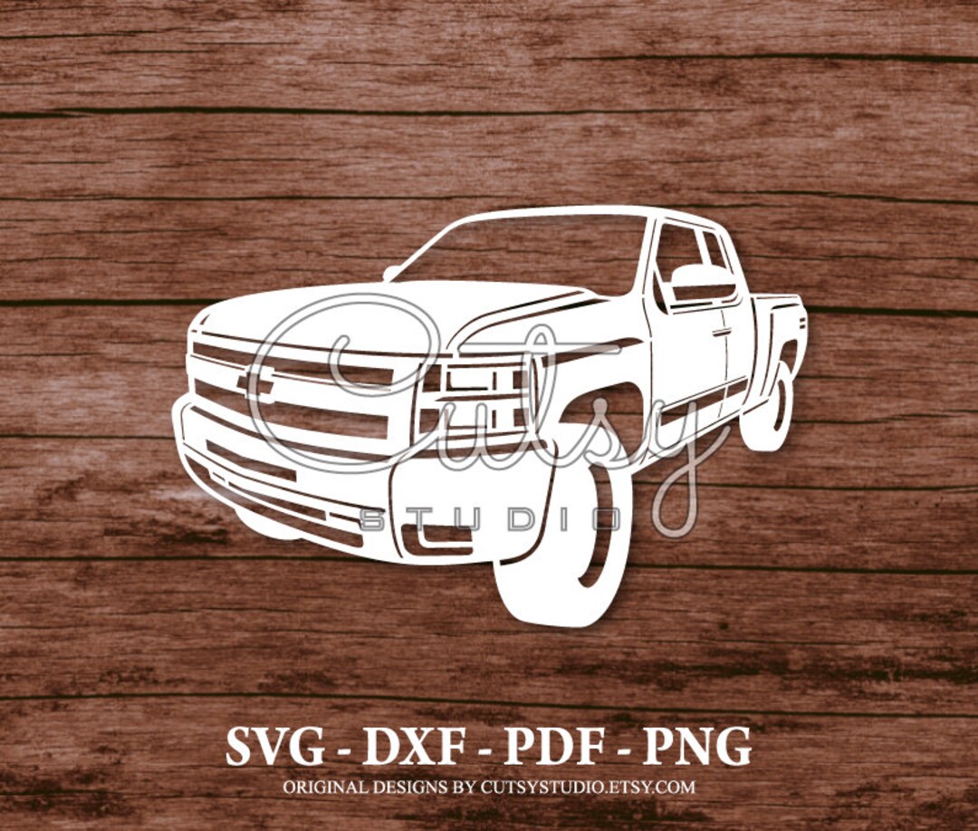 SVG Chevrolet Silverado 2010 Pickup Silhouette Cut Files Designs, Clip ...