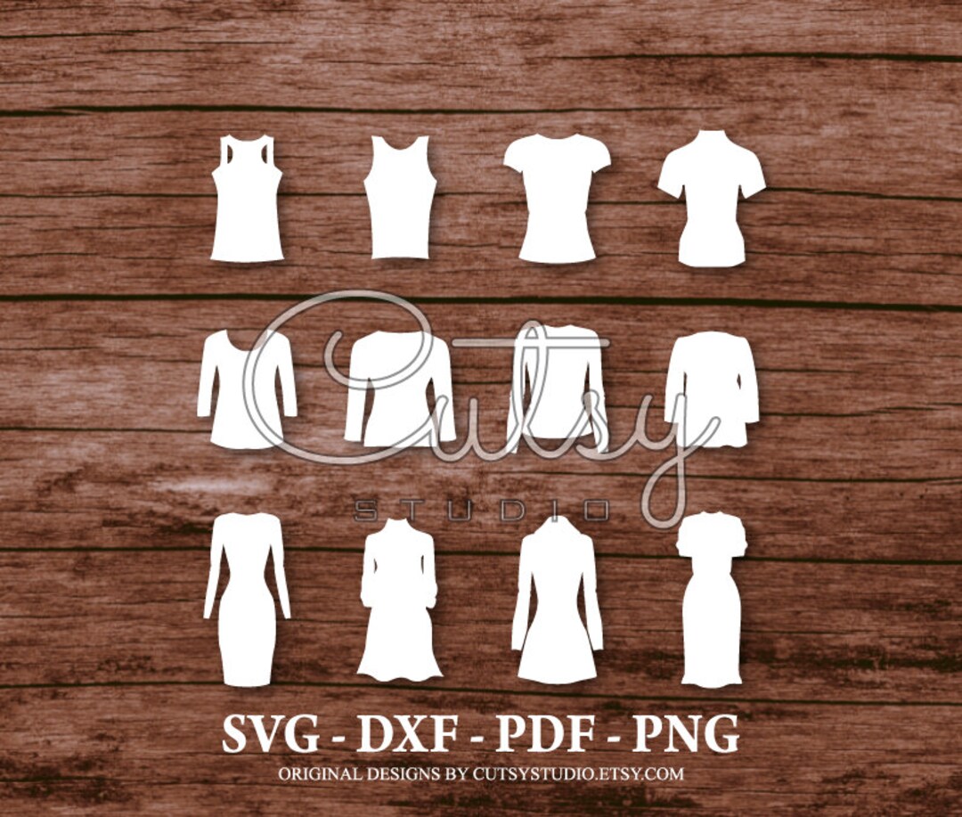 SVG Women Clothes Silhouette Cut Files Designs Clip Art - Etsy