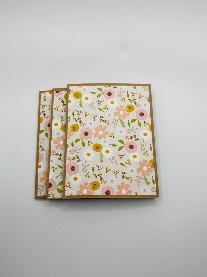 Handmade Kraft Brown Botanical Note Cards, Hand Made Cards, Set of 6 ...