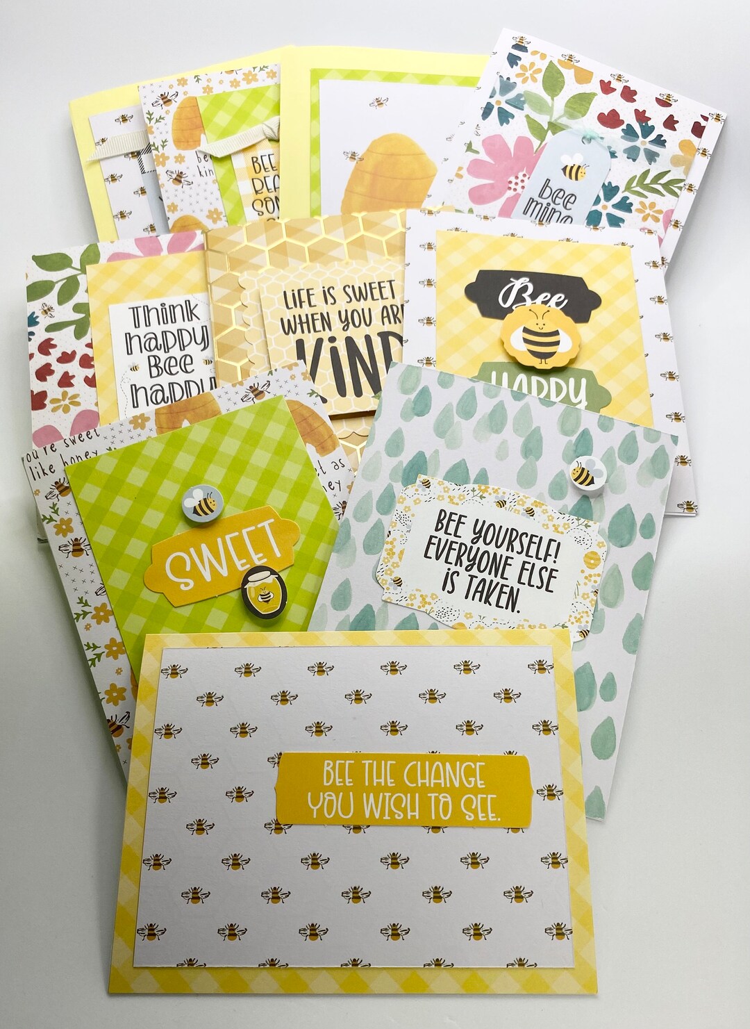 Bee Cards 10 Handmade Bee Greeting Cards Blank Motivational Cards - Etsy