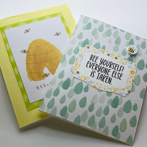 Bee Cards 10 Handmade Bee Greeting Cards Blank Motivational Cards - Etsy