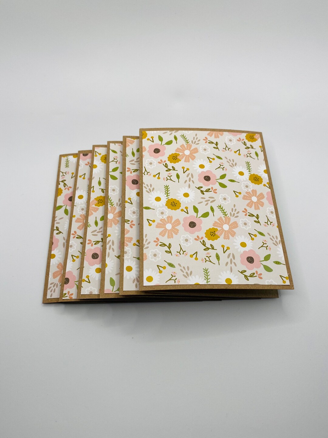 Handmade Kraft Brown Botanical Note Cards, Hand Made Cards, Set of 6 ...