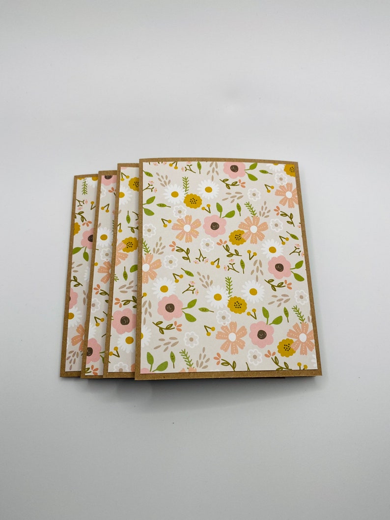 Handmade Kraft Brown Botanical Note Cards, Hand Made Cards, Set of 6 ...