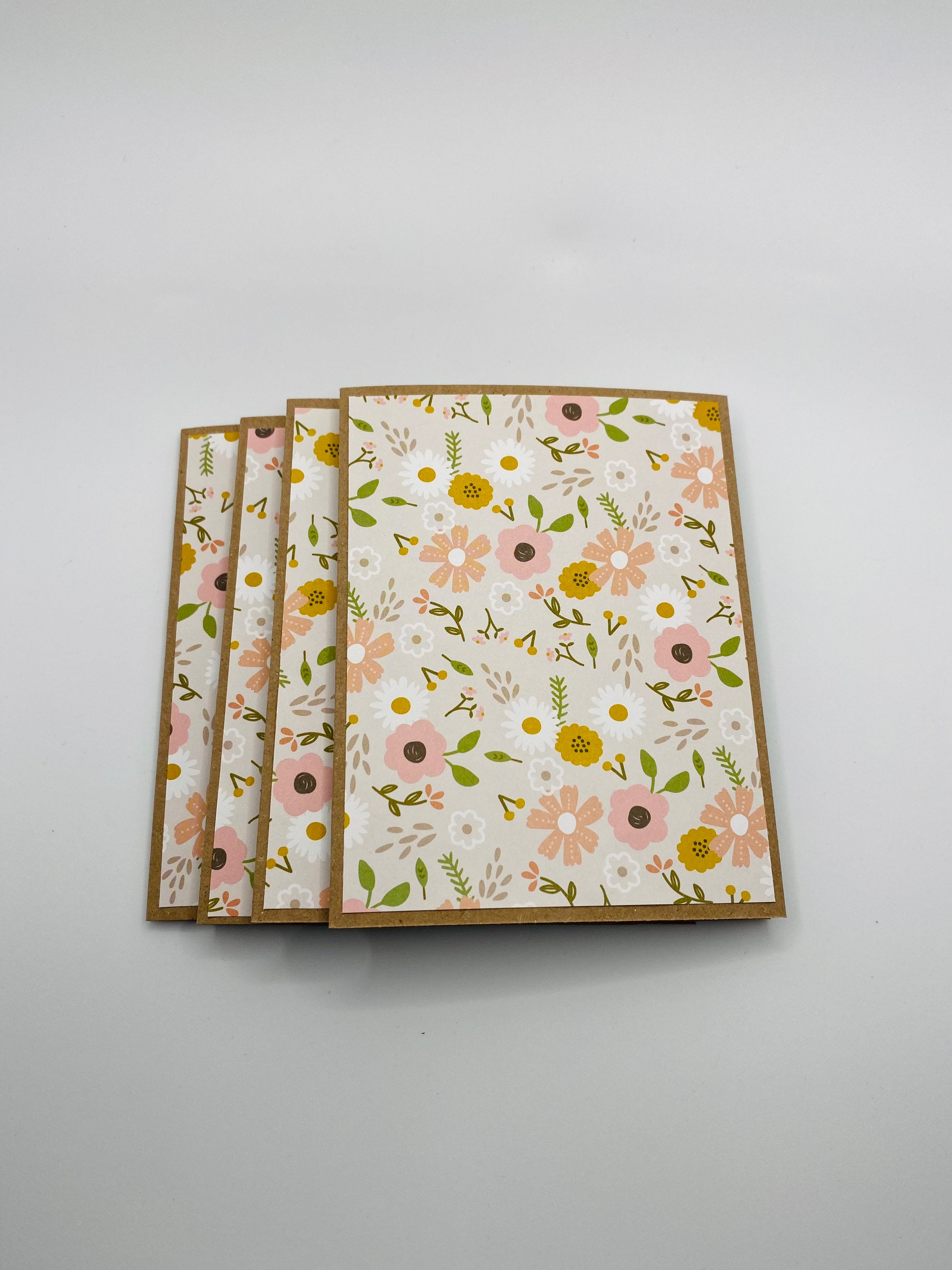 Handmade Kraft Brown Botanical Note Cards, Hand Made Cards, Set of 6 ...