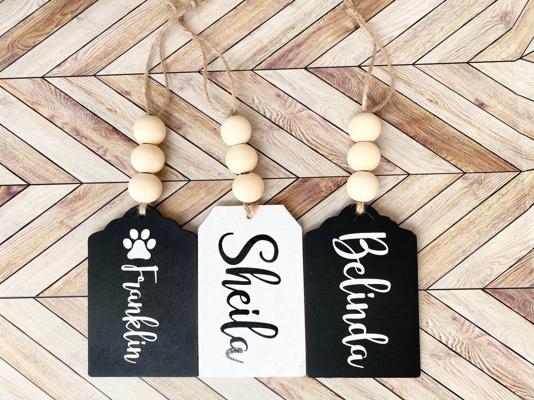 Personalized Wooden Stocking Tags With Beads - Etsy