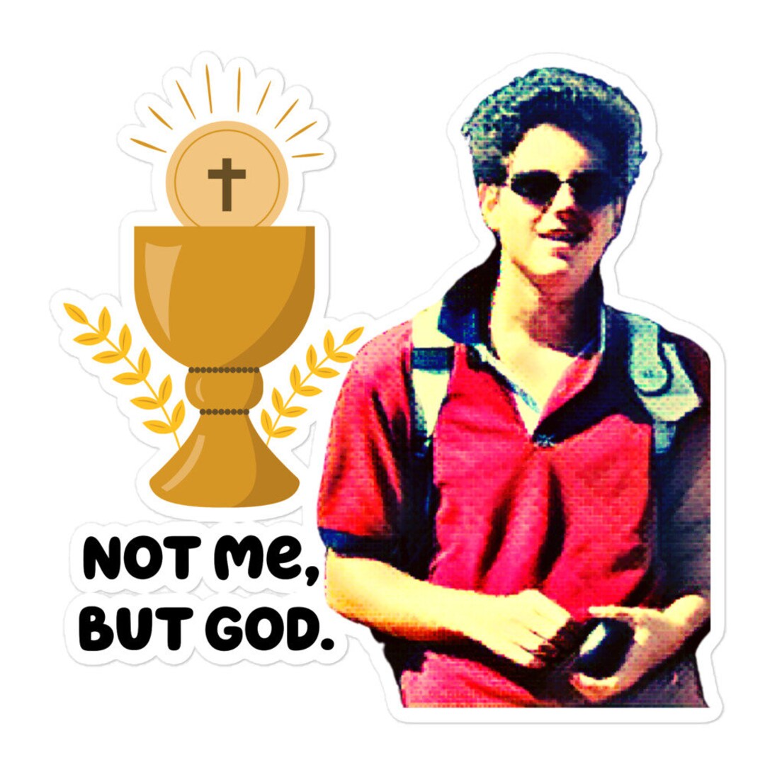 Sticker Saint Carlo Acutis Not Me but God Eucharist Bubble-free ...