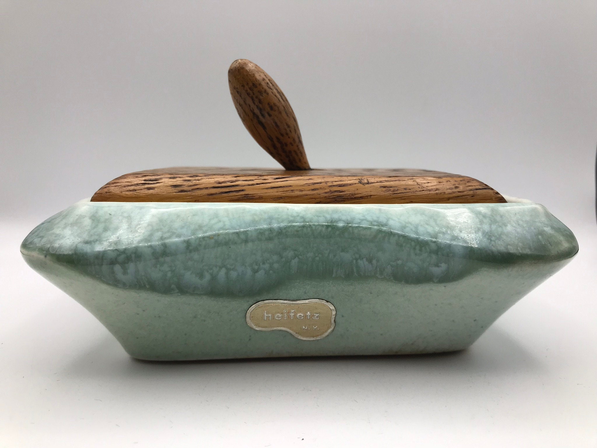 Heifetz Ceramic Jewelry Box / Container With Wood Lid From the - Etsy