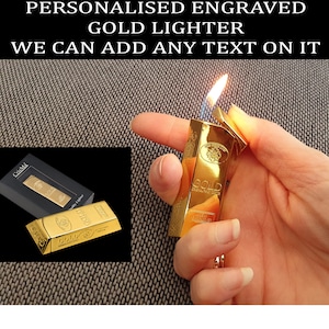 Gold Bar Personalised LIGHTER - ADD Your Text - Birthday Wedding ...