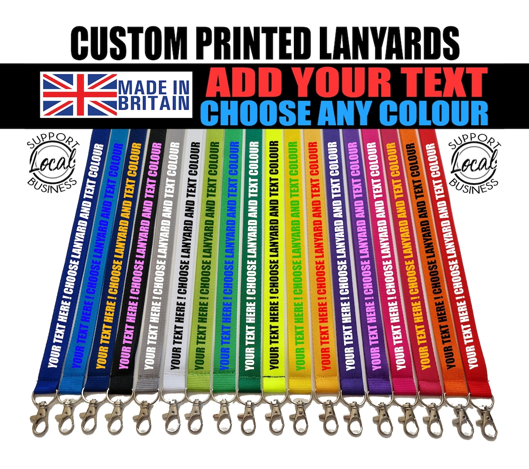 Printed Lanyards Personalised Custom Any Text Colour Lanyard Safety ...