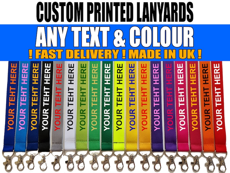 Personalised Lanyard Custom Made Any Text Colour Printed - Etsy UK