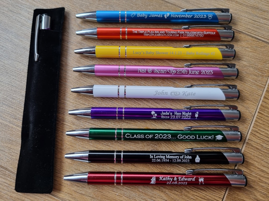 1-100 Personalised Pens Packs. Great for Events Wedding Favours Funeral ...
