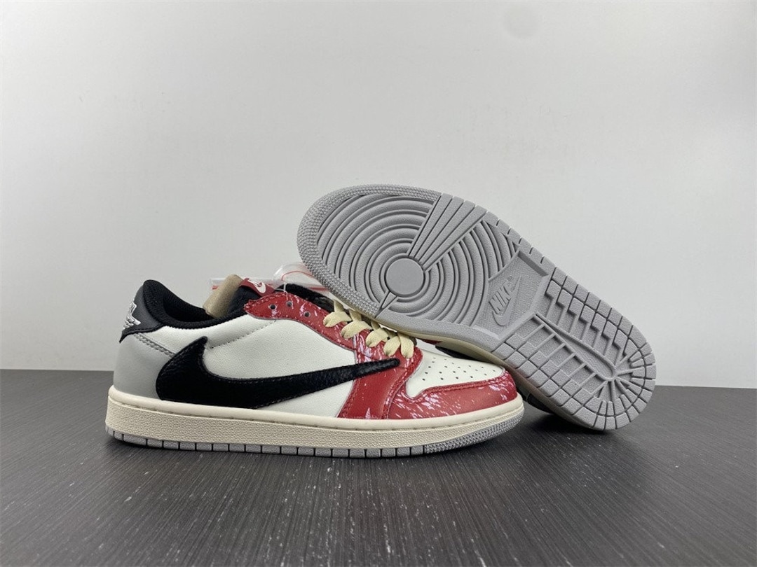 Custom Travis Scott X Air Jordan 1 Low Og Red... Sneakers - Etsy
