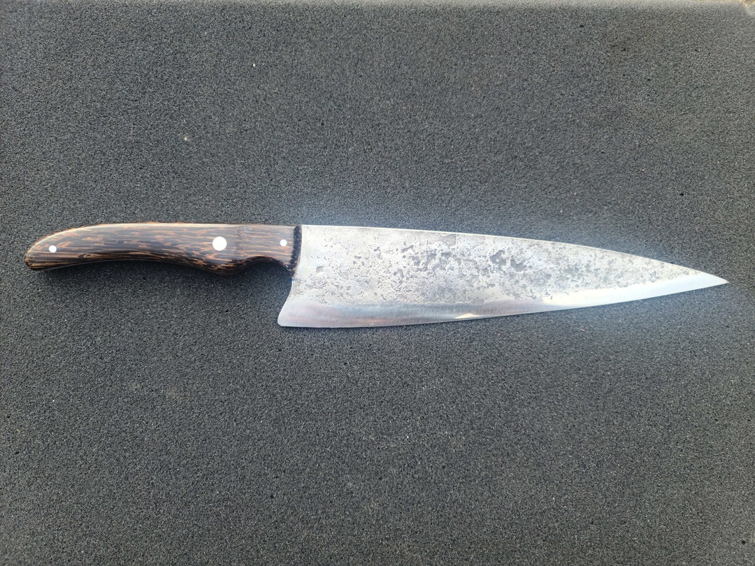 Hand Forged 9 Inch Chef's Knife With Black Palm Handle - Etsy