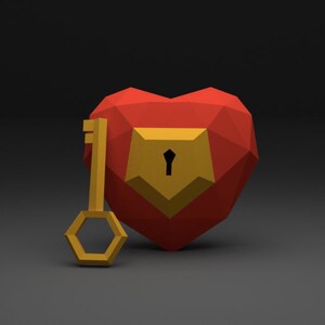 Heart Papercraft, Papercraft, Papercraft 3d, PDF, DIY, Gift, Low Poly ...