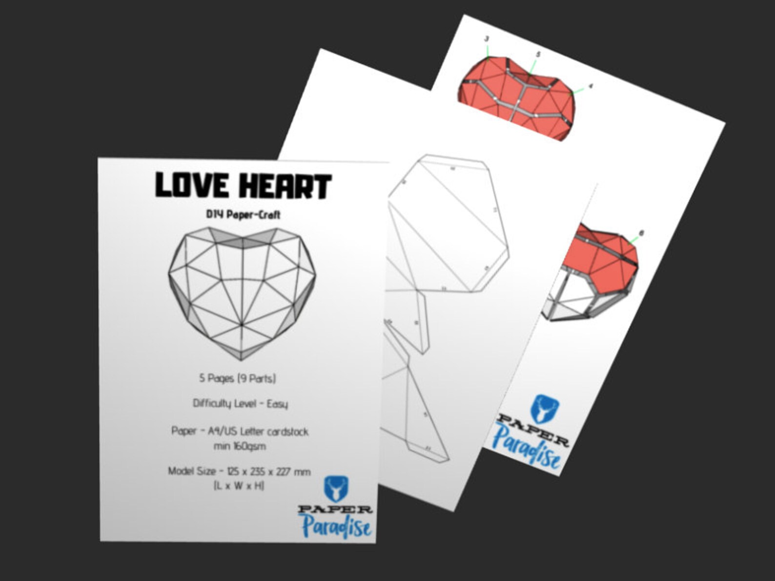 Heart Papercraft Papercraft Papercraft 3d PDF DIY Gift - Etsy Australia