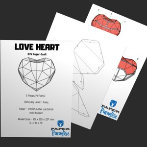 Heart Papercraft, Papercraft, Papercraft 3d, PDF, DIY, Gift, Low Poly ...