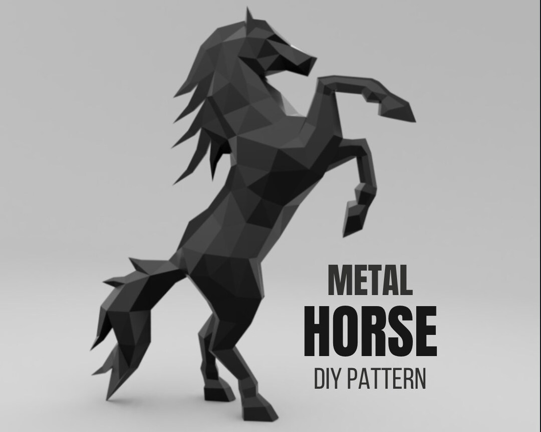 Pferd Metall schweißen DIY Low Poly 3D-Modell, dxf Muster, Pferd svg ...