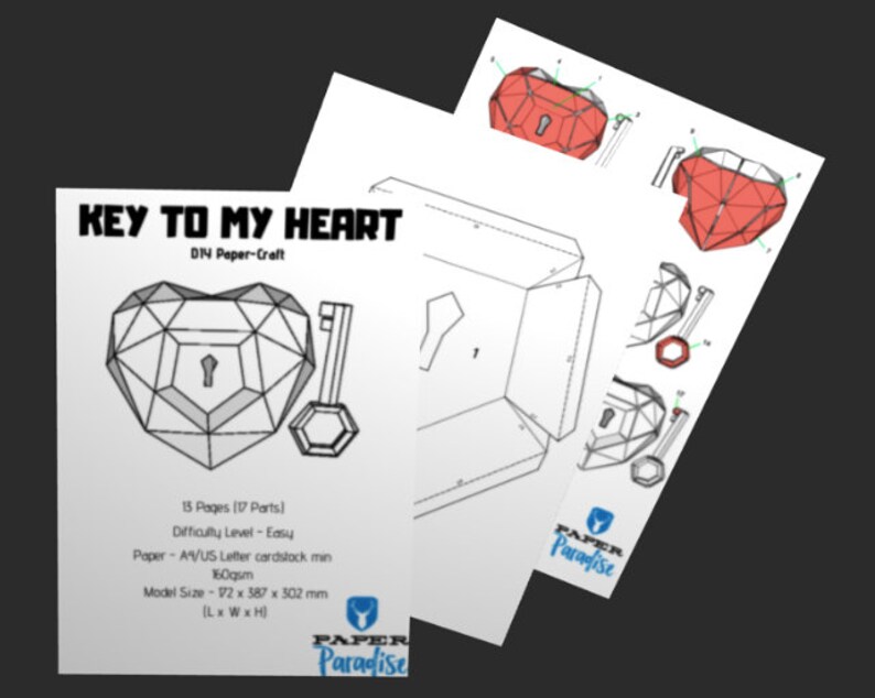 Heart Papercraft Papercraft Papercraft 3d PDF DIY Gift - Etsy Australia