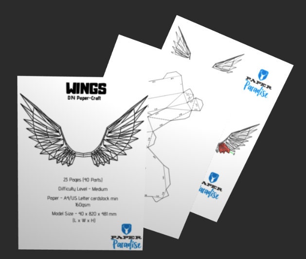 Wings Papercraft Wings Low Poly Papercraft Papercraft 3d | Etsy UK
