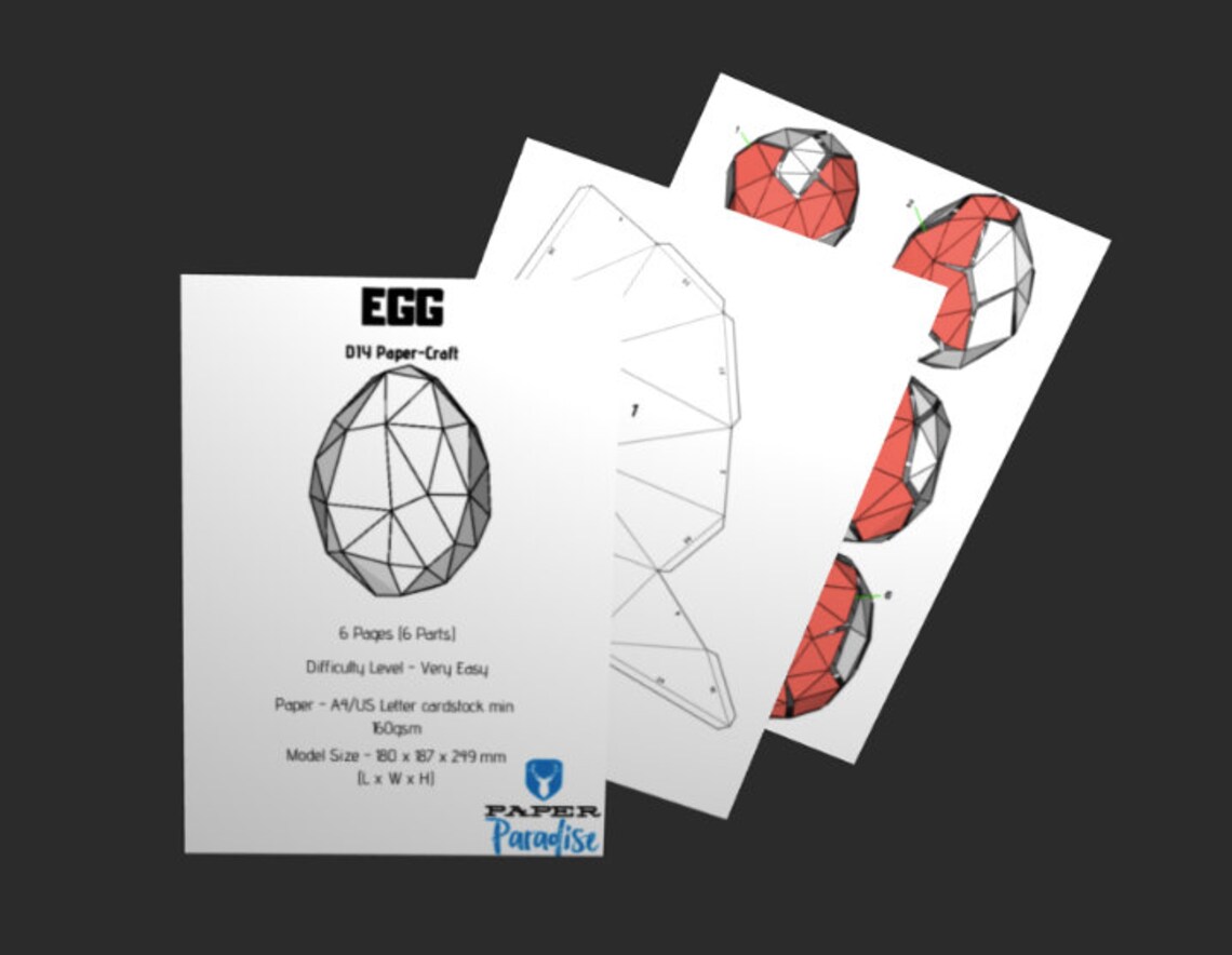 Papercraft Egg Papercraft Papercraft 3d PDF DIY Gift Low - Etsy Canada