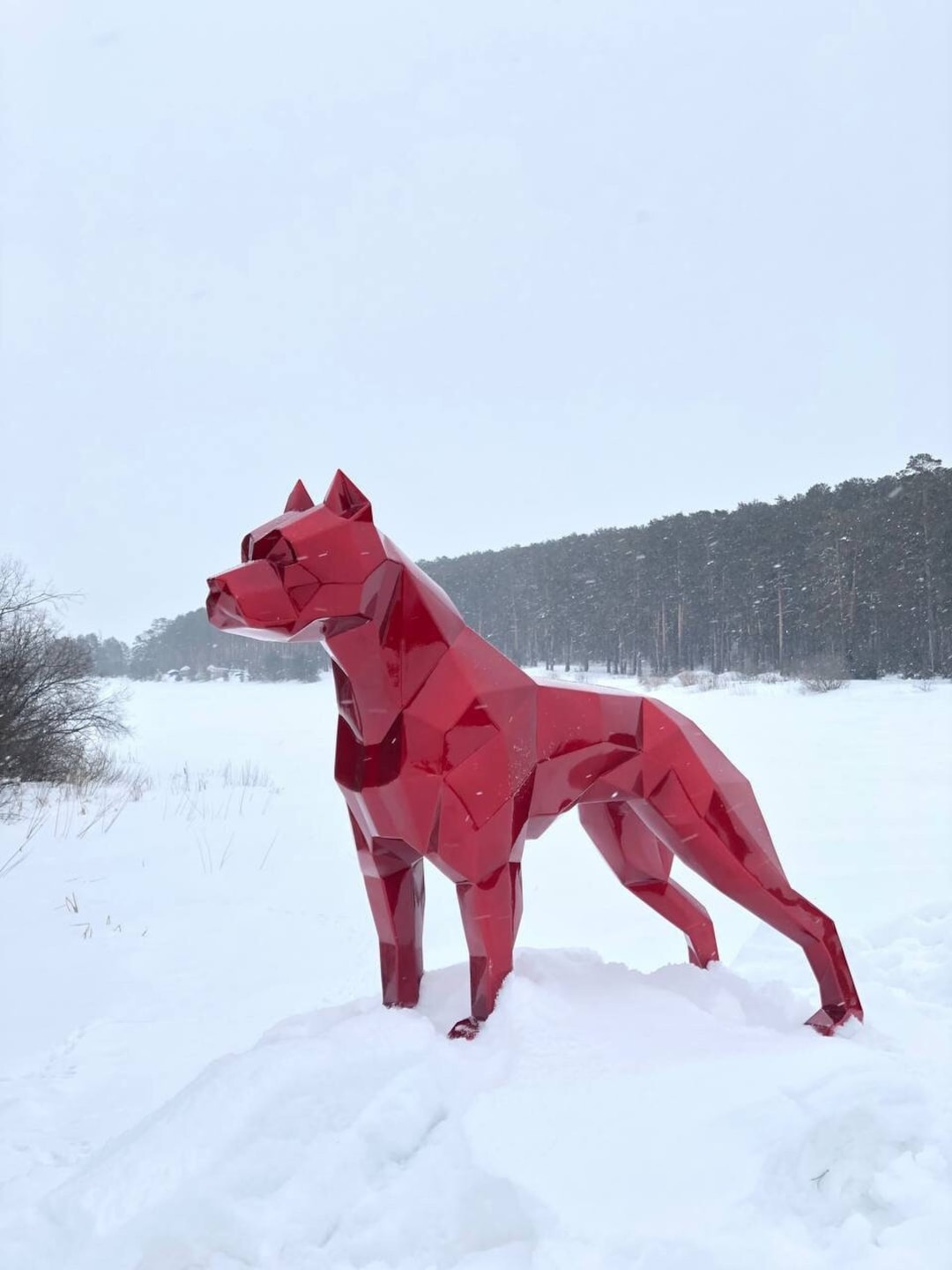 Pitbull Stainless Steel, Low Poly Steel Statue, 3D Metal Polygonal Art ...