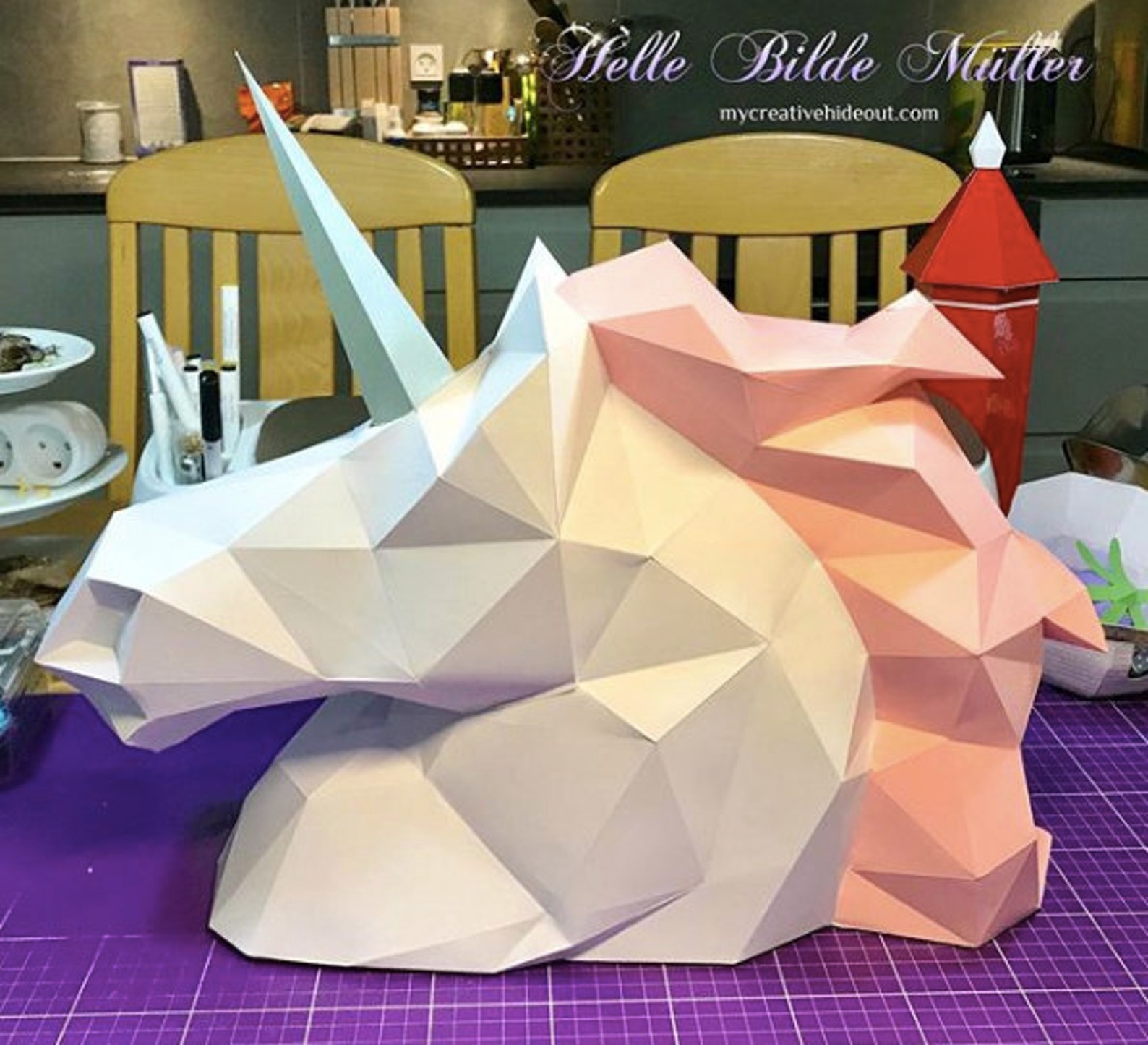 Unicorn Head Papercraft Papercraft Papercraft 3d PDF DIY | Etsy Canada