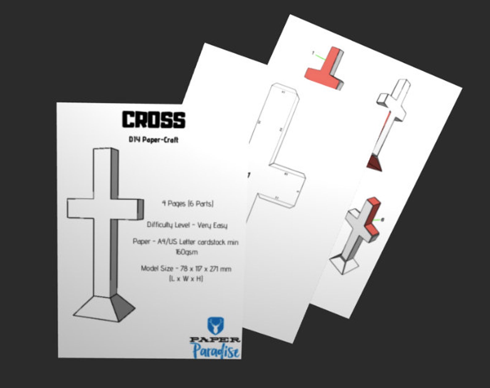 Papercraft Cross Crucifix Cross Papercraft Papercraft 3d | Etsy