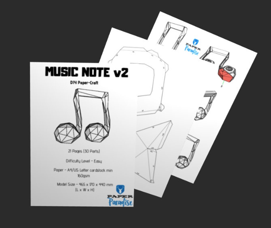 Papercraft Music Notes papercraft papercraft 3d PDF DIY - Etsy España