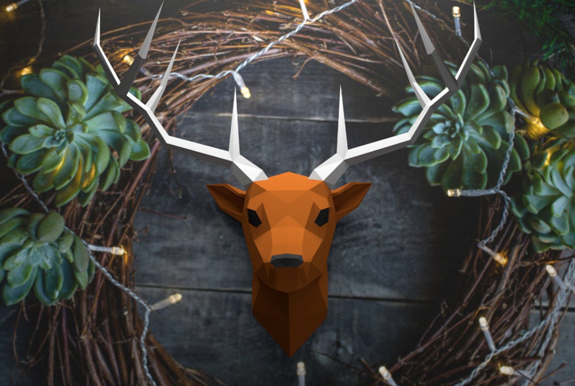 Deer Head Papercraft Deer Low Poly Papercraft Papercraft - Etsy Canada
