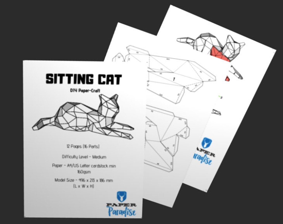 Cat Papercraft Cat Low Poly Papercraft Papercraft 3d PDF - Etsy Australia