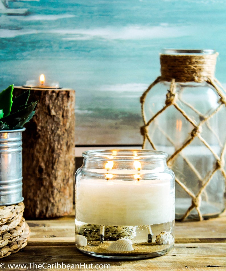 Ocean candle for beach decor and seashell decor Gel candle | Etsy