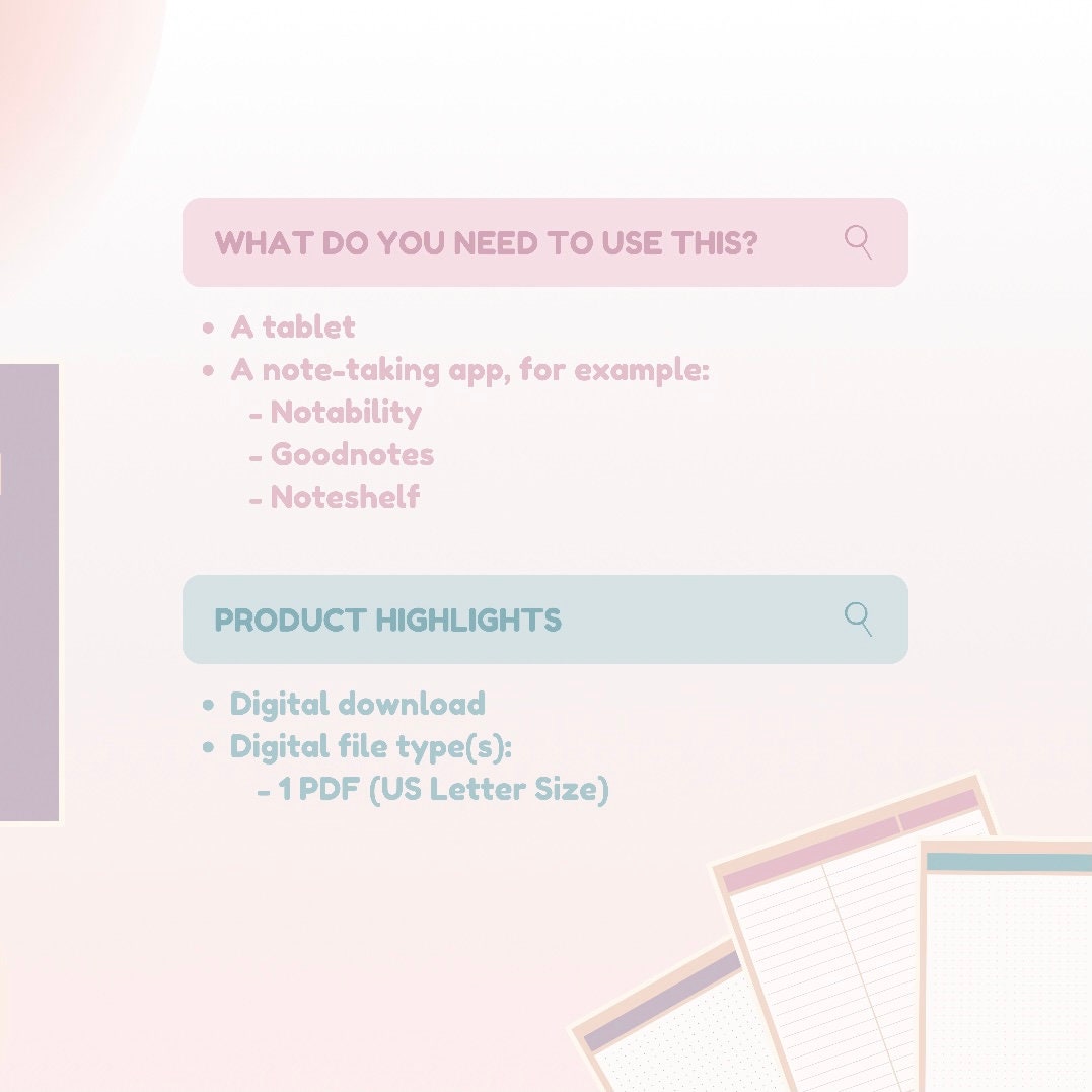 Digital Notebook Cover and Note-taking Pages PDF Lined, Dotted, Blank ...