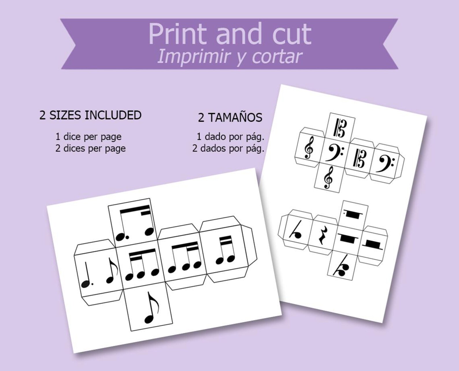 Printable Musical Dice | Music Theory Game | Musical Dice | Music ...
