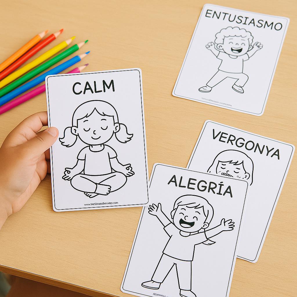 Printable Emotions Flashcards in Spanish, Catalan and English ...