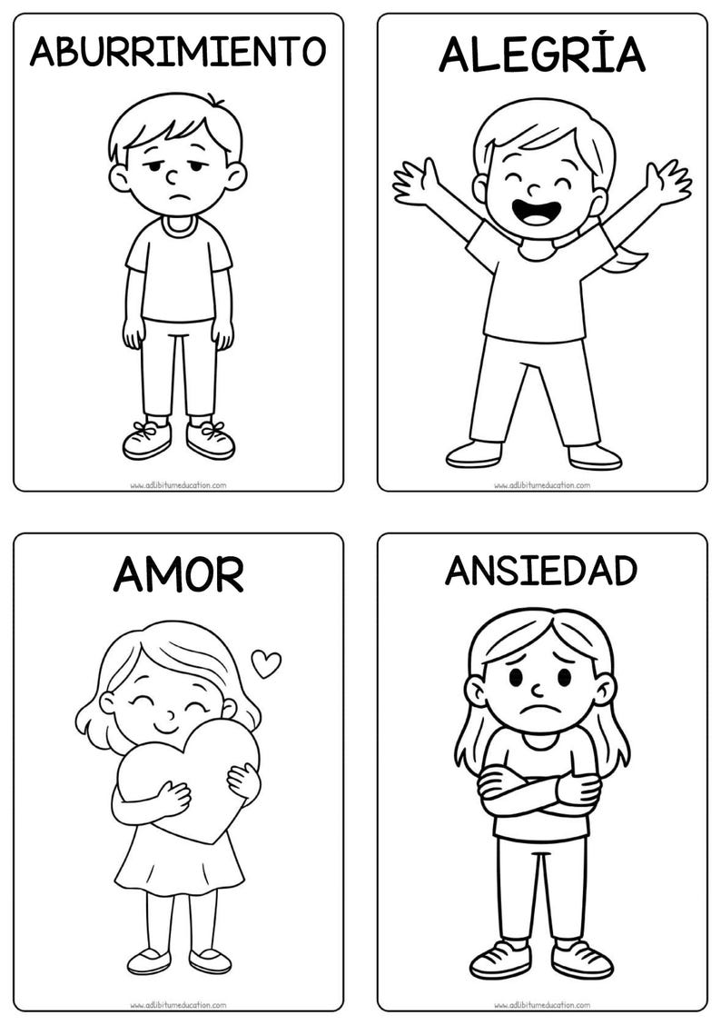 Printable Emotions Flashcards in Spanish, Catalan and English ...