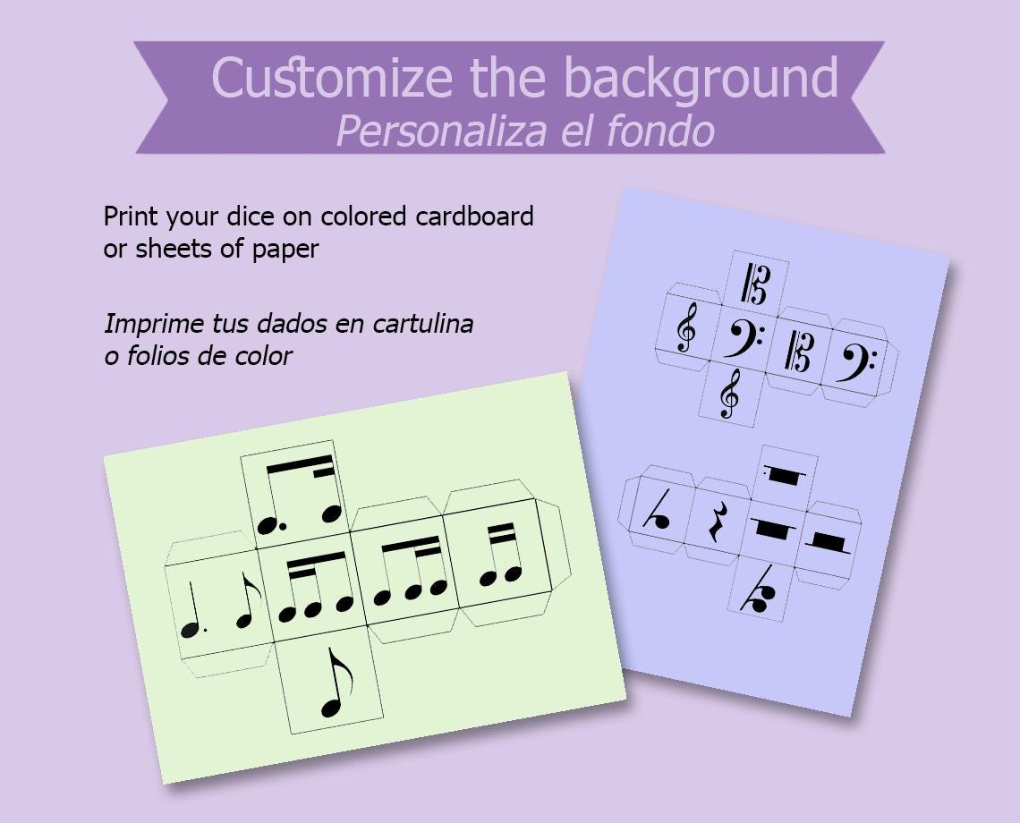 Printable Musical Dice | Music Theory Game | Musical Dice | Music ...
