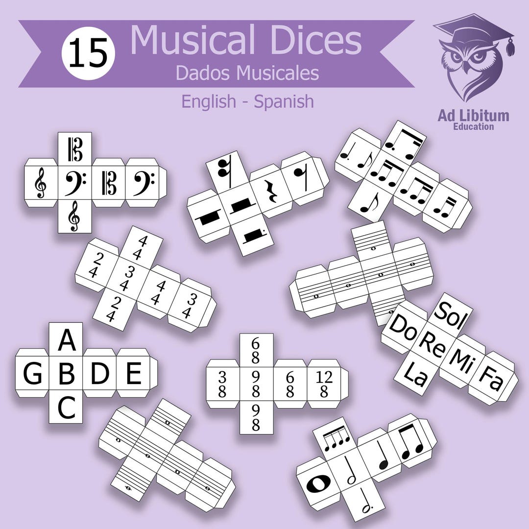 Printable Musical Dice | Music Theory Game | Musical Dice | Music ...
